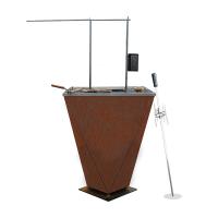 China Europe Outdoor Removable Corten Steel BBQ Grill With Rotating Chicken Rack for sale