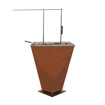 China Outdoor Custom Steel Grill Natural Oxidized Camping Wood Storage for sale