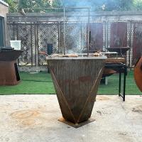China Outdoor Custom Steel Grill Natural Oxidized Camping Wood Storage for sale