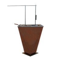 China Oxidized Corten Steel Fire Pit Rotating BBQ Grill Roasting Rack For Outdoor Party Use for sale