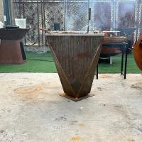 China Outdoor Corten Steel BBQ Grill With Wood Storage And Natural Rusty Surface for sale