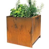 China Customized Rusty Red Corten Steel Pot with Lightweight Design and Drainage Hole for sale