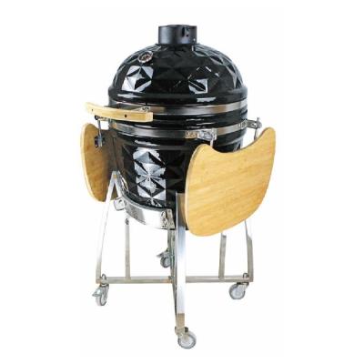 China Black Color Outdoor Cermaic Bbq Grill 22inch Large Kamado Grill for sale