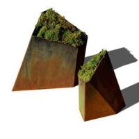 China Irregular Weathering Steel Outdoor Flower Pot With Oblique Mouth for sale