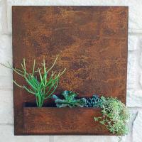 China Wall mounted weathering steel decorative small flower pot for sale