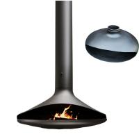 China Elegant Black Hanging Wood Fireplace Floating Design Icon for sale