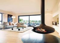 China 60m2 Suspended Wood Fireplace 0.6m Ceiling Mounted Fireplace for sale