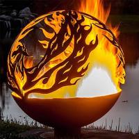 China 31 Inch Corten Steel Fire Pits Garden Decor Metal Sphere Fire Pit ISO for sale