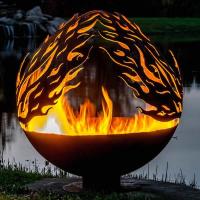 China 31 Inch Corten Steel Fire Pits Garden Decor Metal Sphere Fire Pit ISO for sale