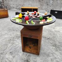 China 40 People Base 2mm Camping Fire Pit Grill ISO9001 Corten BBQ for sale