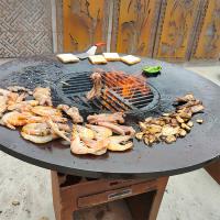 China Rusty Red Corten Steel BBQ Grill 1000mm Log Burner Barbecue fire pit and grill for sale