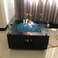 China 0.4m Square Propane Fire Pit Corten Steel Garden Table With Burner for sale