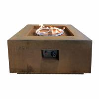 China 2.6ft Natural Gas Fire Pit 400mm Rectangular Corten Steel Fire Pit Table for sale
