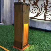 China Metal Garden Lights 2mm Corten Steel Light Box IP65 Bollard Landscape Lights for sale