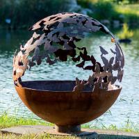 China 120cm Corten Steel Fire Pits 800mm Sphere Firepit Decoration for sale
