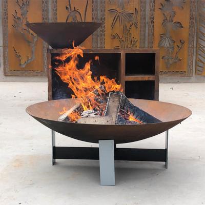 China 6mm Steel Fire Pits Diameter 600mm Corten Steel Fire Bowl for sale
