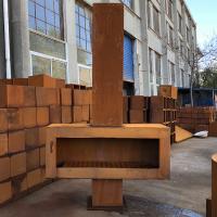 China 3.9ft Corten Steel Fireplace 2mm Thickness ISO Steel Outdoor Fireplaces for sale