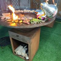 China 5-10 People Bbq Corten Outdoor Wood Burning Grill 120kg Versatile for sale