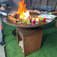 China 120kg Steel BBQ Grill Corten Wood Burning Barbecue Grills  Metal for sale