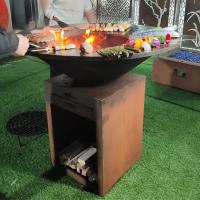 China Garden Charcoal ISO9001 Steel BBQ Grill Corten D 1000mm For 40 People for sale