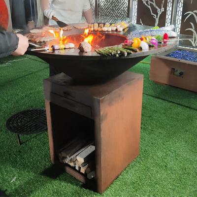 China Garden Charcoal ISO9001 Steel BBQ Grill Corten D 1000mm For 40 People for sale