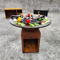 China Garden Charcoal ISO9001 Steel BBQ Grill Corten D 1000mm For 40 People for sale