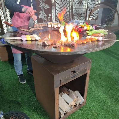China Rusty  Corten Steel Grill 3.4ft Wood Burning Barbecue Pits for sale