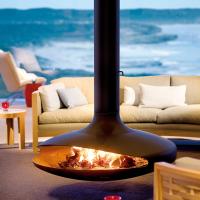 China Black 800mm Suspended Wood Fireplace For Party for sale