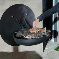 China Corten Steel Wood Burning Fire Pits 0.8m Wall Mounted Charcoal Bbq for sale