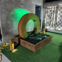 China 2mm Thick Rusted Steel Water Feature 1.5m Corten Steel Round Water Table for sale