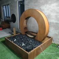China SGS Corten Steel Water Feature D 1500mm Round Water Table for sale