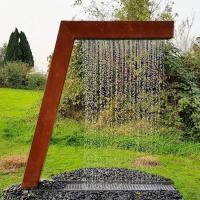 China Outdoor Artificial Corten Steel Water Fountain 5ft Wide Rain Curtain Fountain for sale