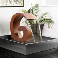 China Anti Corrosive Corten Steel Water Feature 200mm Round Water Fountain for sale