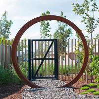China D 2200mm Corten Steel Sculpture ISO9001 Corten Steel Moon Gate for sale