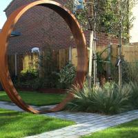 China D 2200mm Corten Steel Sculpture ISO9001 Corten Steel Moon Gate for sale