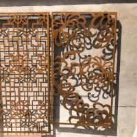 China Decor 5mm Laser Cut Metal Privacy Screen 35.4 Inch Cutting Corten Steel for sale