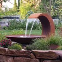 China 20cm Corten Steel Water Feature SGS Round Landscape Rusty for sale