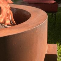 China Round 910mm Outdoor Corten Fire Pit Rustic Red 2mm Weathering Steel for sale