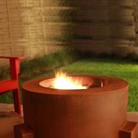 China Round 910mm Outdoor Corten Fire Pit Rustic Red 2mm Weathering Steel for sale