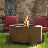 China Round 910mm Outdoor Corten Fire Pit Rustic Red 2mm Weathering Steel for sale
