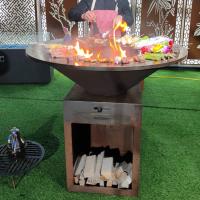 China Diameter 1000mm Corten Steel BBQ 120KG Steel Charcoal Removable Ash Pan for sale
