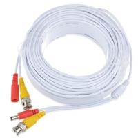 China DVR CCTV Surveillance Wire White BNC Video Power Cable with Coaxial BNC Male Connector for sale