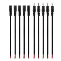 China Black DC Barrel Power Plug Pigtail Cable with 2.1mm X 5.5mm Male Female Jack Connector for sale
