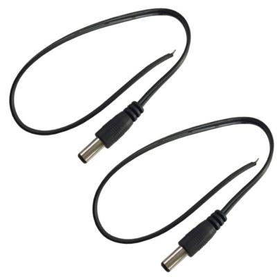 China 2.1mm x 5.5mm DC Male Connector Plug End Cable Wire Pigtail Cord for CCTV in Black for sale