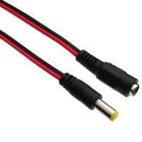China 2.1mm x 5.5mm DC Male Connector Plug End Cable Wire Pigtail Cord for CCTV in Black for sale
