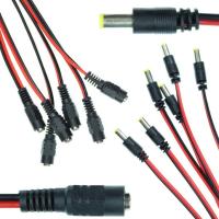 China 2.1mm x 5.5mm DC Male Connector Plug End Cable Wire Pigtail Cord for CCTV in Black for sale