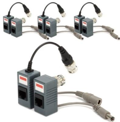 China CCTV Camera Black BNC to RJ45 CAT5 CAT6 Cable Passive Video Audio Balun Connector Transceiver for sale
