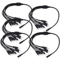 China 12v dc 8 Channel Power Cable Splitter 1 Female to 8 Male Black CCTV Security System Camera for sale