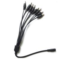 China 12v dc 8 Channel Power Cable Splitter 1 Female to 8 Male Black CCTV Security System Camera for sale