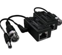 China Black CCTV BNC to RJ45 Video Balun with DC Power Extender Over Ethernet Cat5/6 Cable for sale